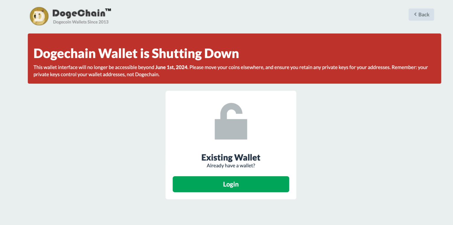 This Dogecoin (DOGE) Wallet Is Shutting Down